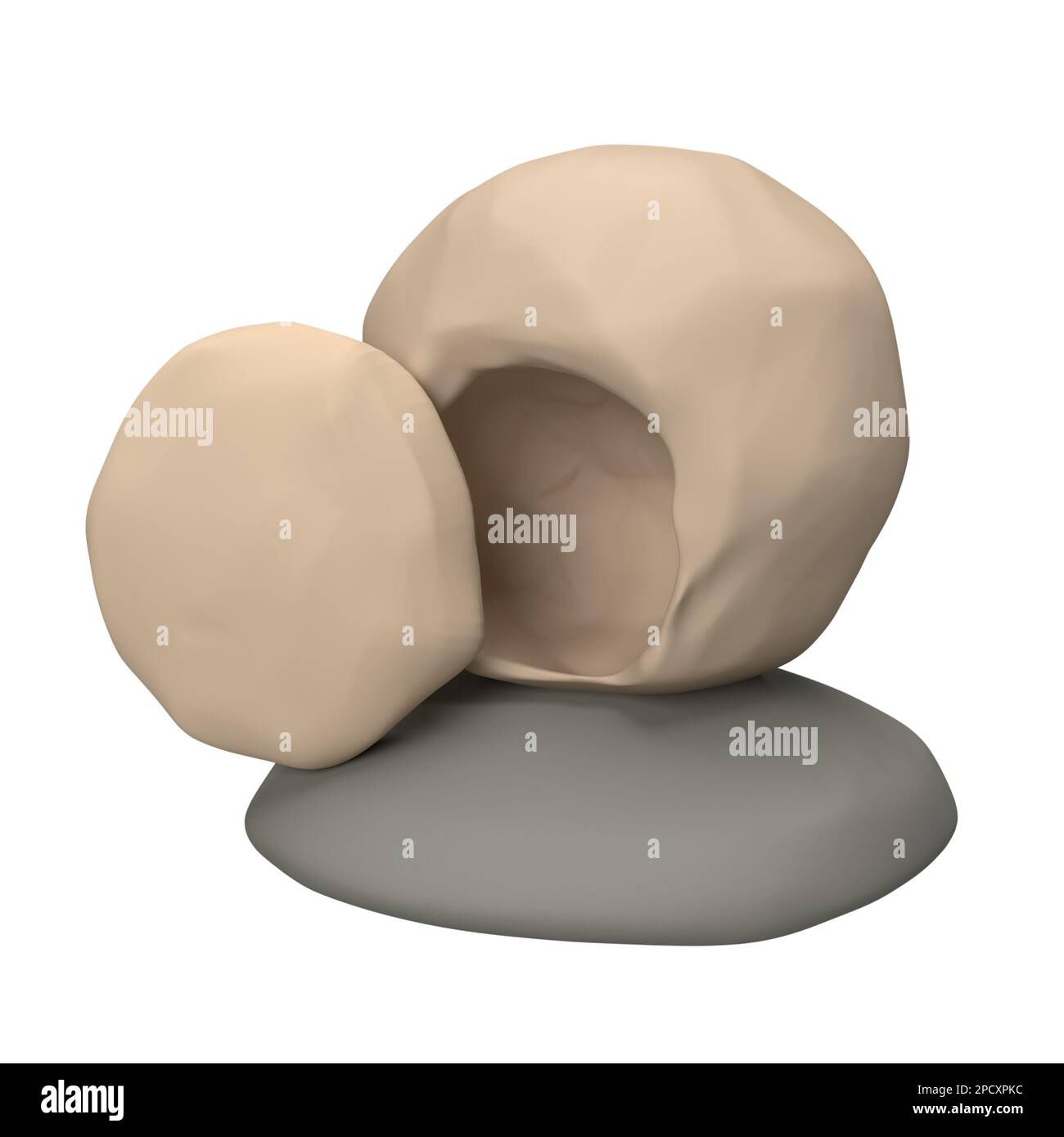 He is risen. Easter resurrection 3d icon illustration. Cave with large ...