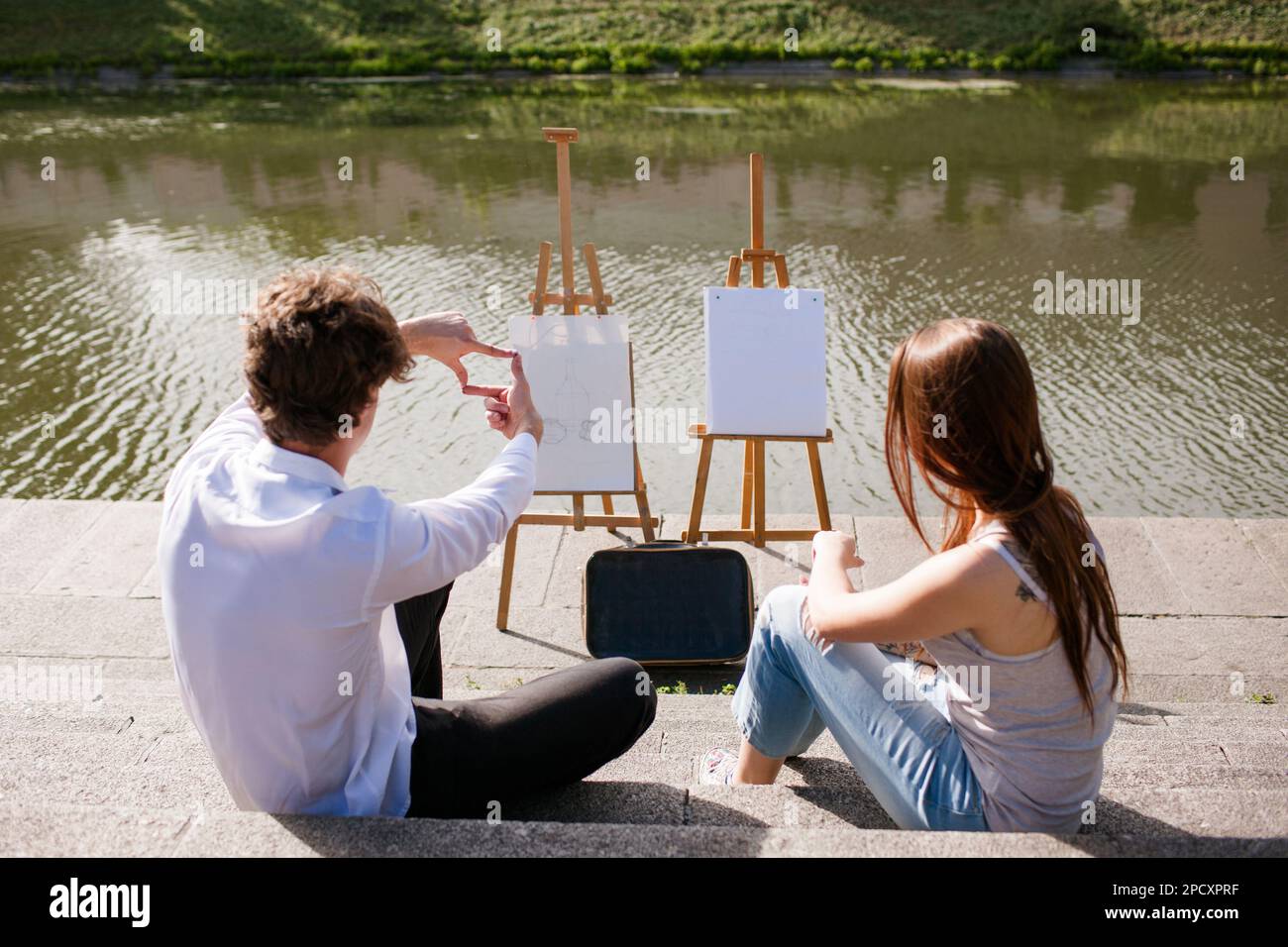Break artist city admire start landscape concept Stock Photo - Alamy