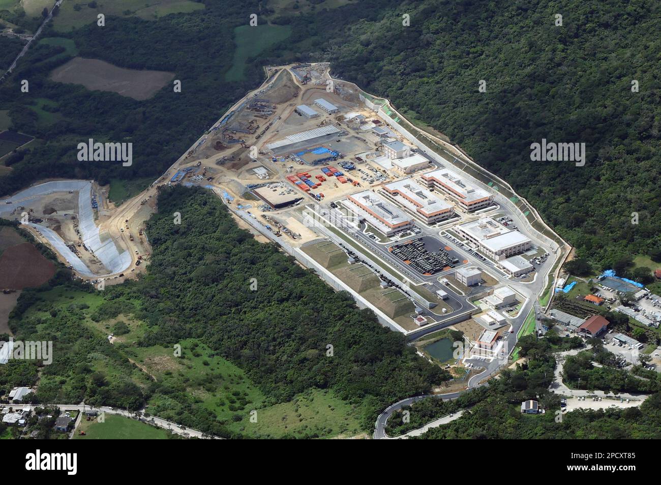 An aerial photo shows Ishigaki Base of the Japan Ground Self-Defense ...