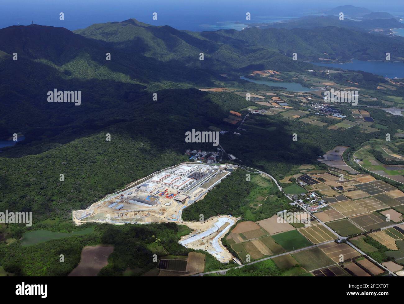 An aerial photo shows Ishigaki Base of the Japan Ground Self-Defense ...