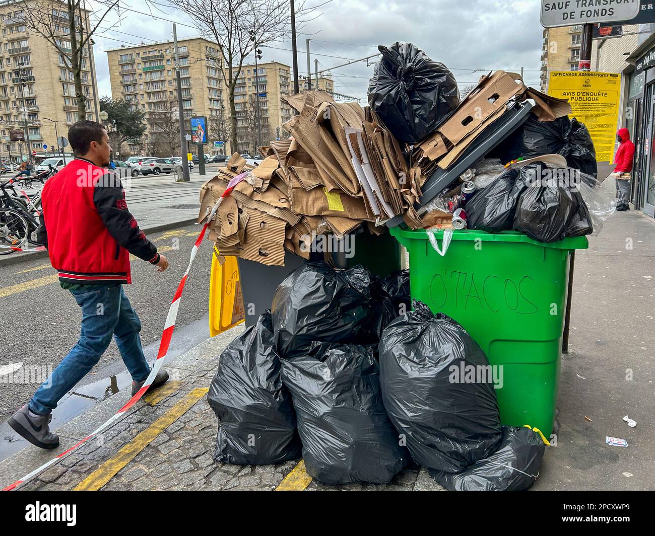 Paris, France, Street Scene, Center City, Garbage Piled up, during ...