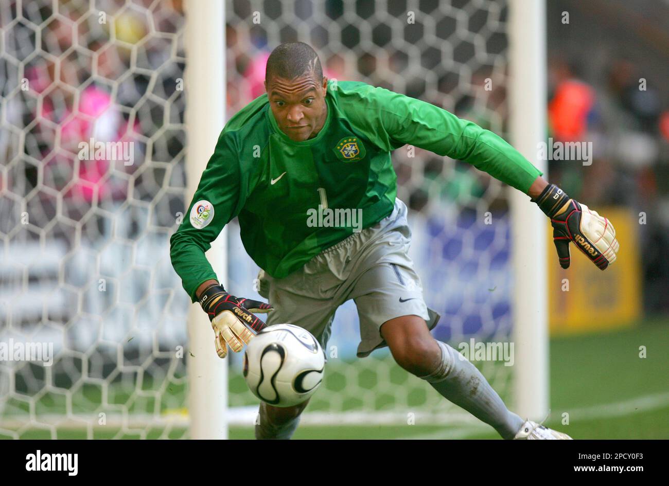 Brazil's goalkeeper Dida saves a ball during the Brazil v Australia ...