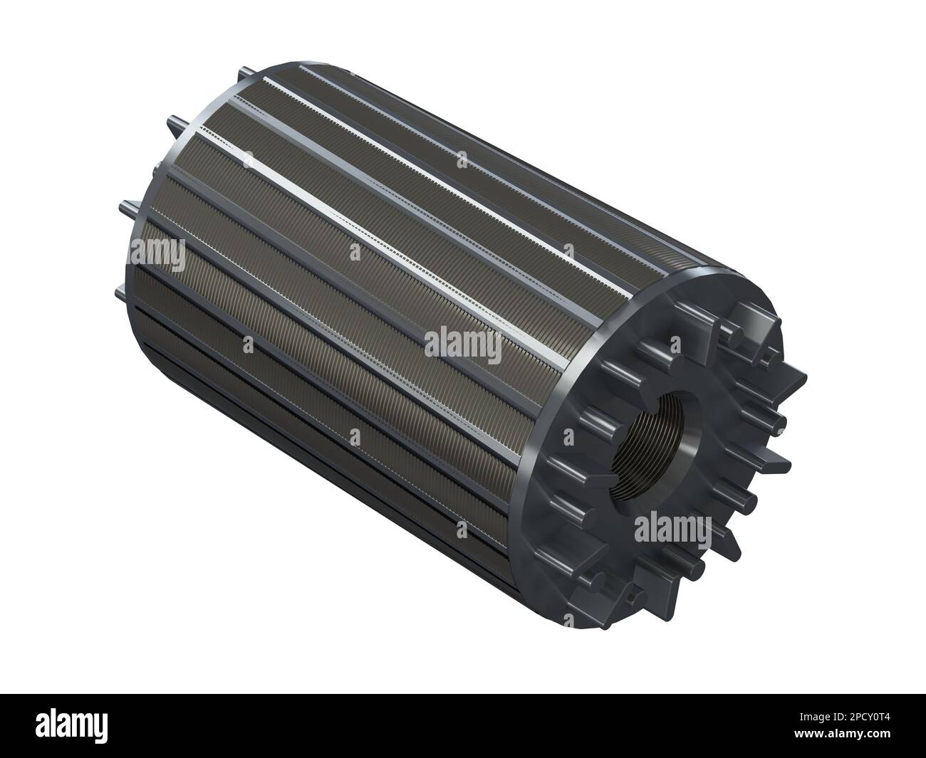 Rotor sheet package assembly 3D rendering isolated on white background ...