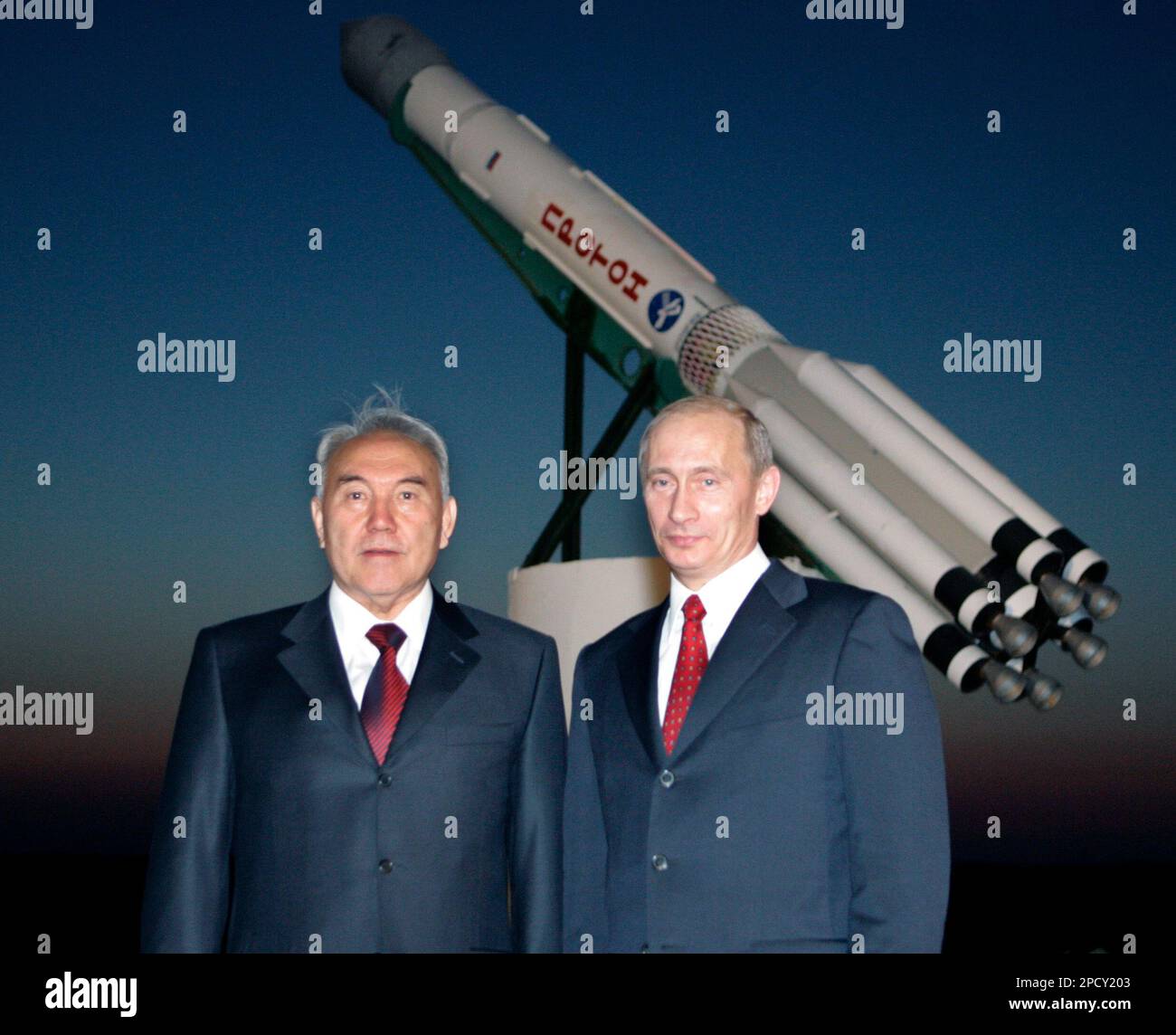 Russian President Vladimir Putin, right, and Kazakh President Nursultan ...