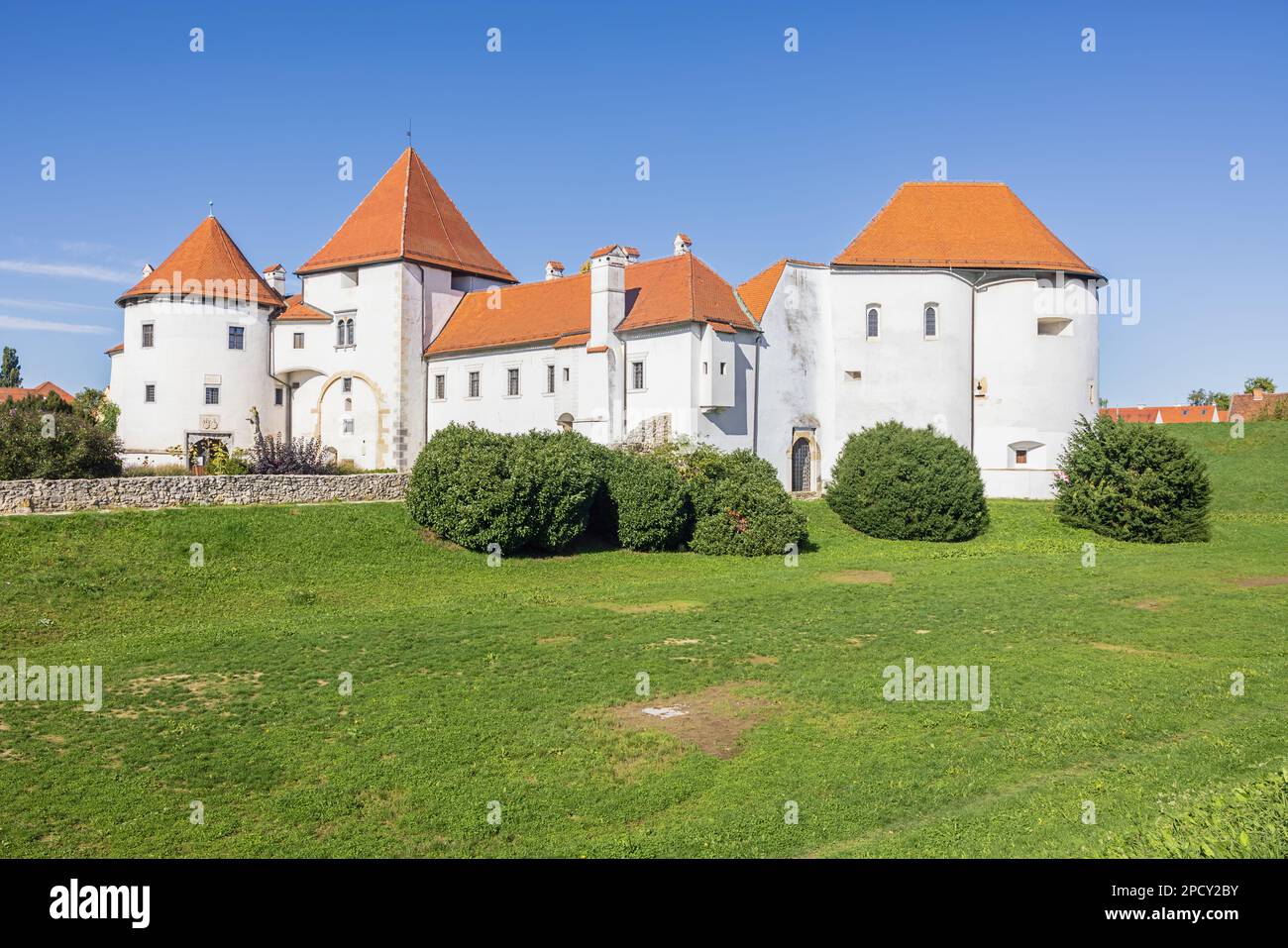 General view of the Varazdin Castle, the historic nucleus and old town ...