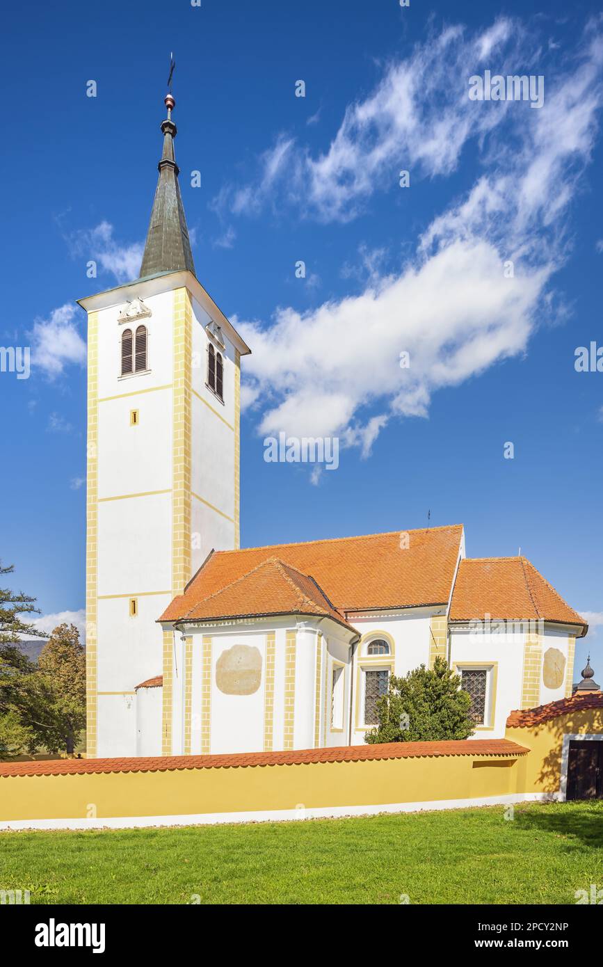 Side view of the Church of St Mary of the Snows in the little hamlet of ...