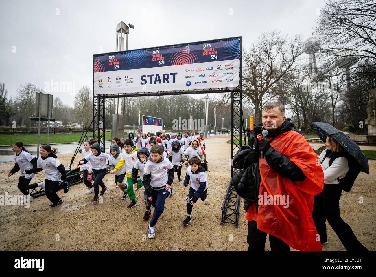 Running children pictured during the virtual relay around the world ...