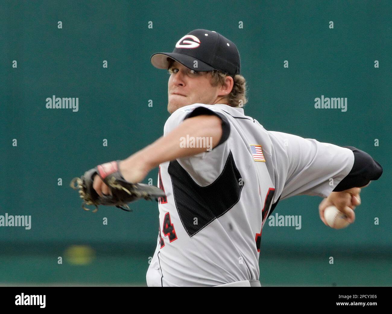 Georgia pitcher Brooks Brown works against Rice in the first inning of ...