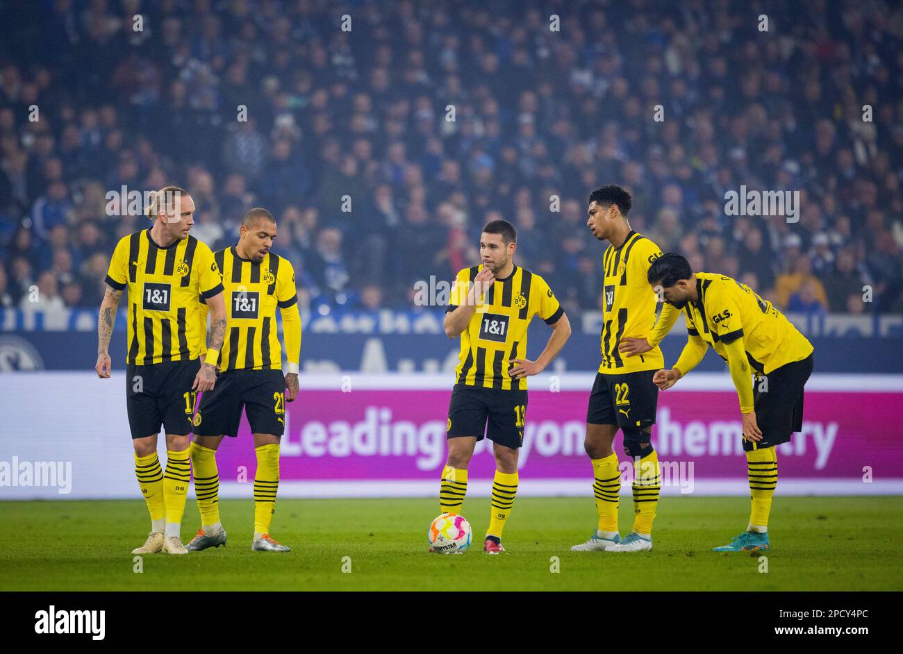 Gelsenkirchen, Germany. 11th Mar, 2023. Marius Wolf (BVB), Donyell ...