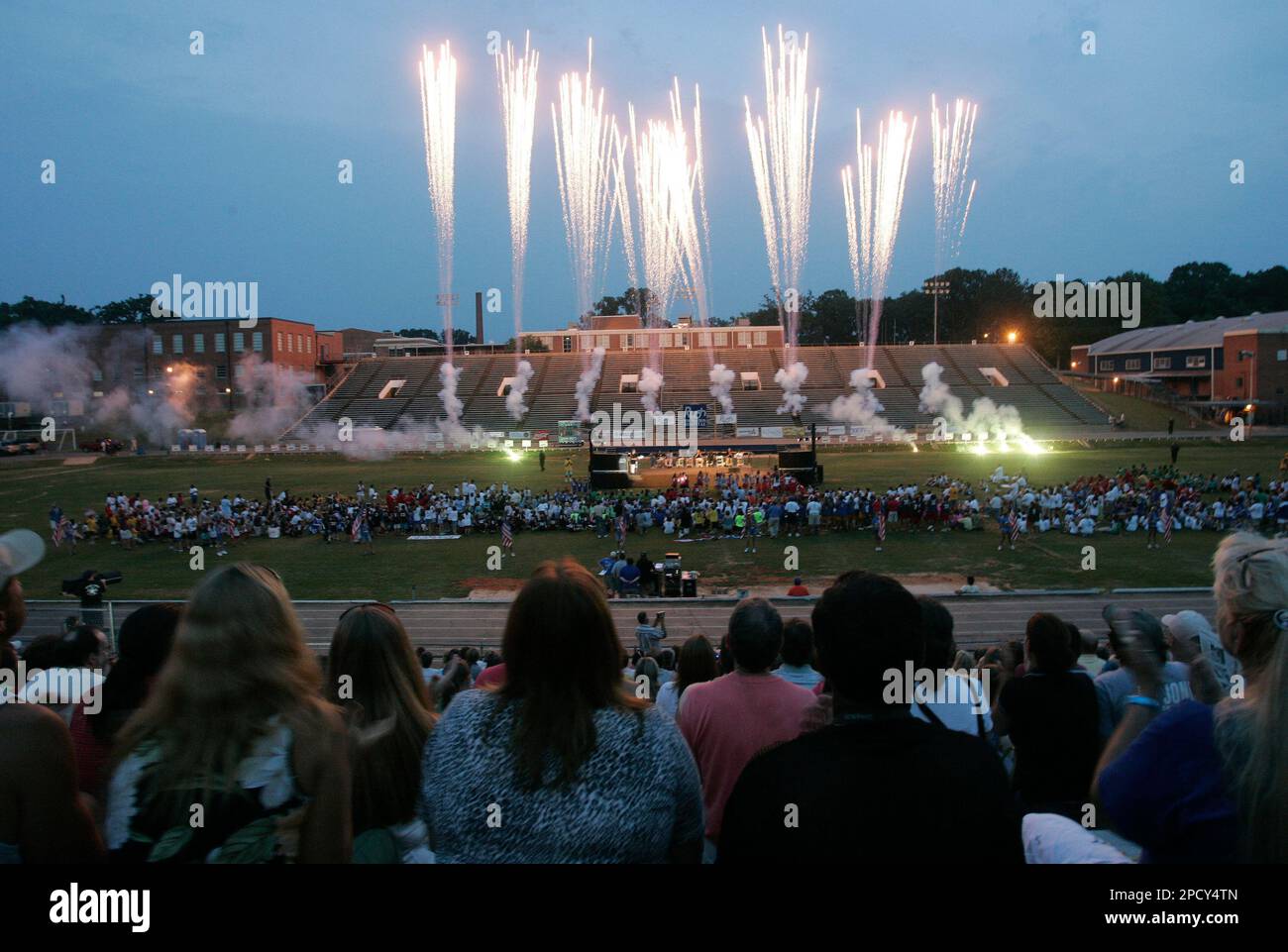 Fireworks explode over Ray Stadium signifying the opening of the State ...