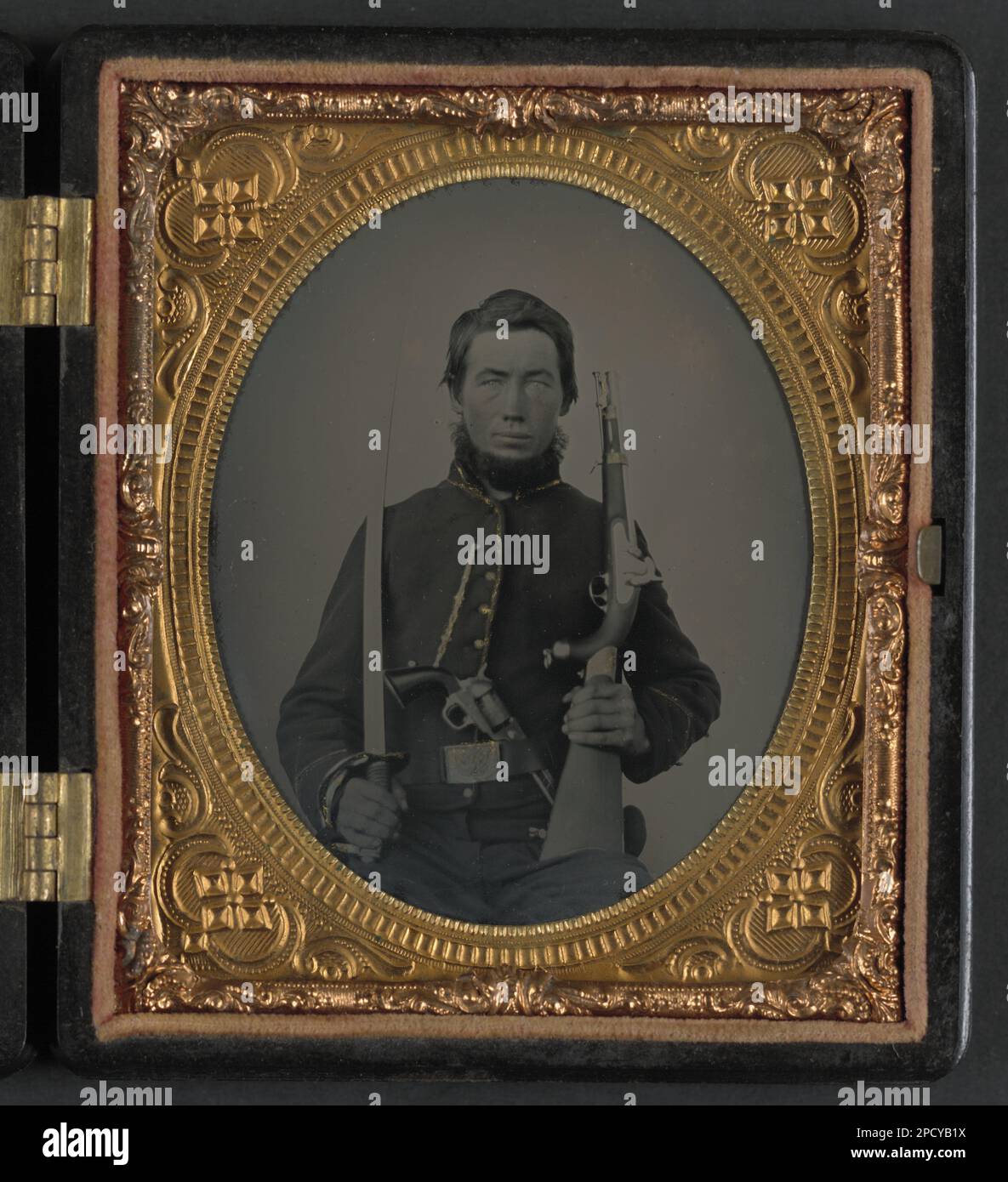 Unidentified soldier in Union uniform with cavalry saber, single shot ...