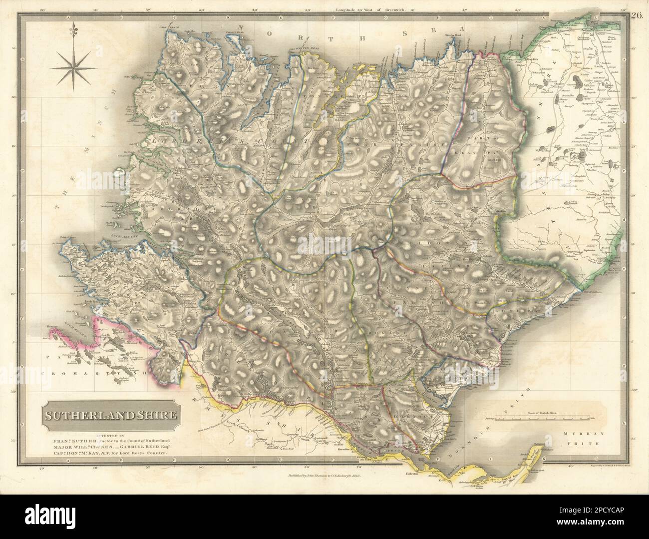 Sutherlandshire county map. Scourie Lochinver Dornoch Scotland. THOMSON ...