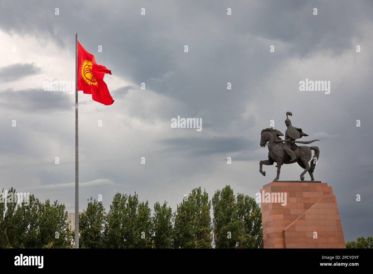 Statue of national hero Manas, Bishkek, Kyrgyzstan Stock Photo - Alamy