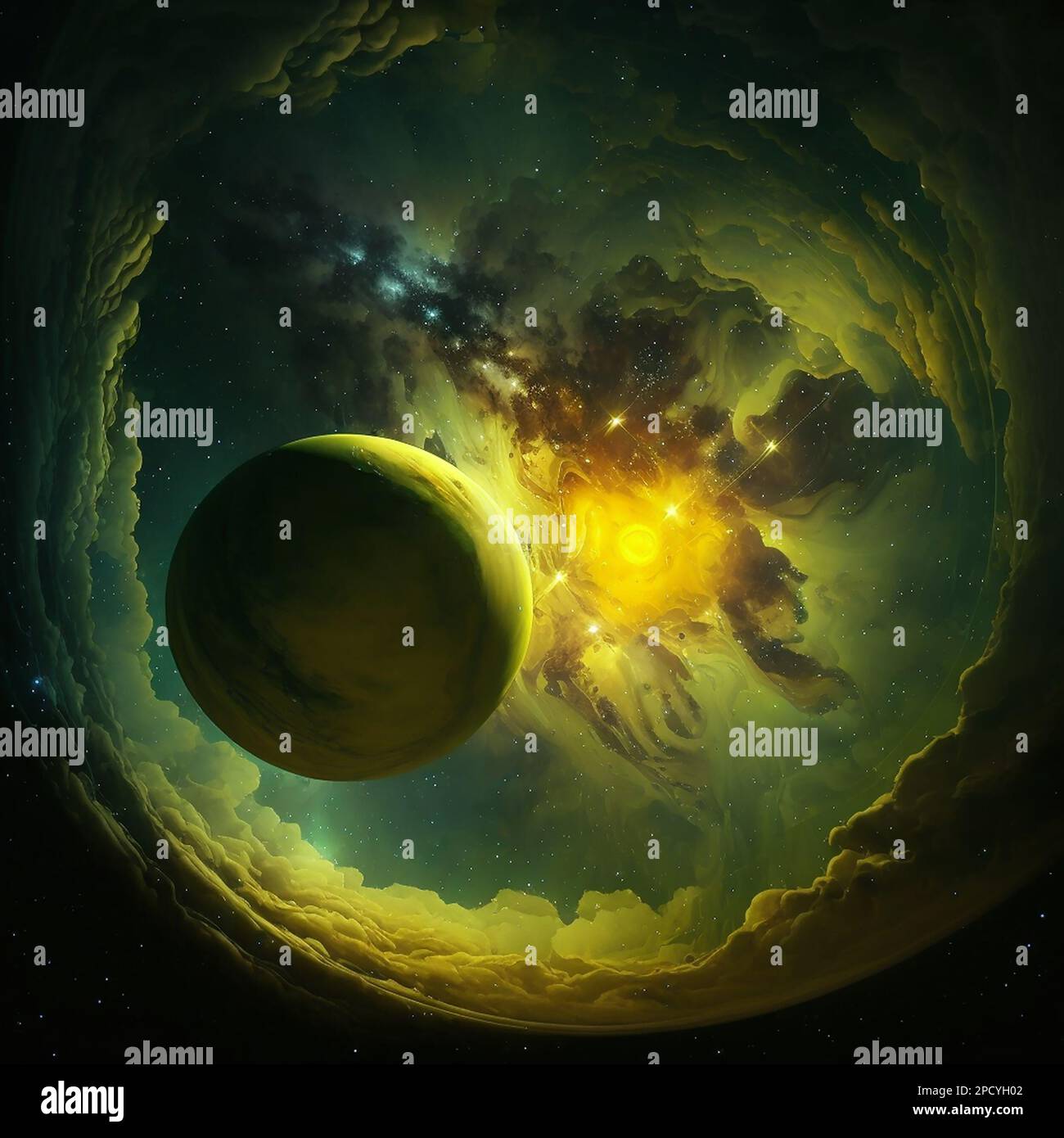 Bright yellow starfield space background hi-res stock photography and ...