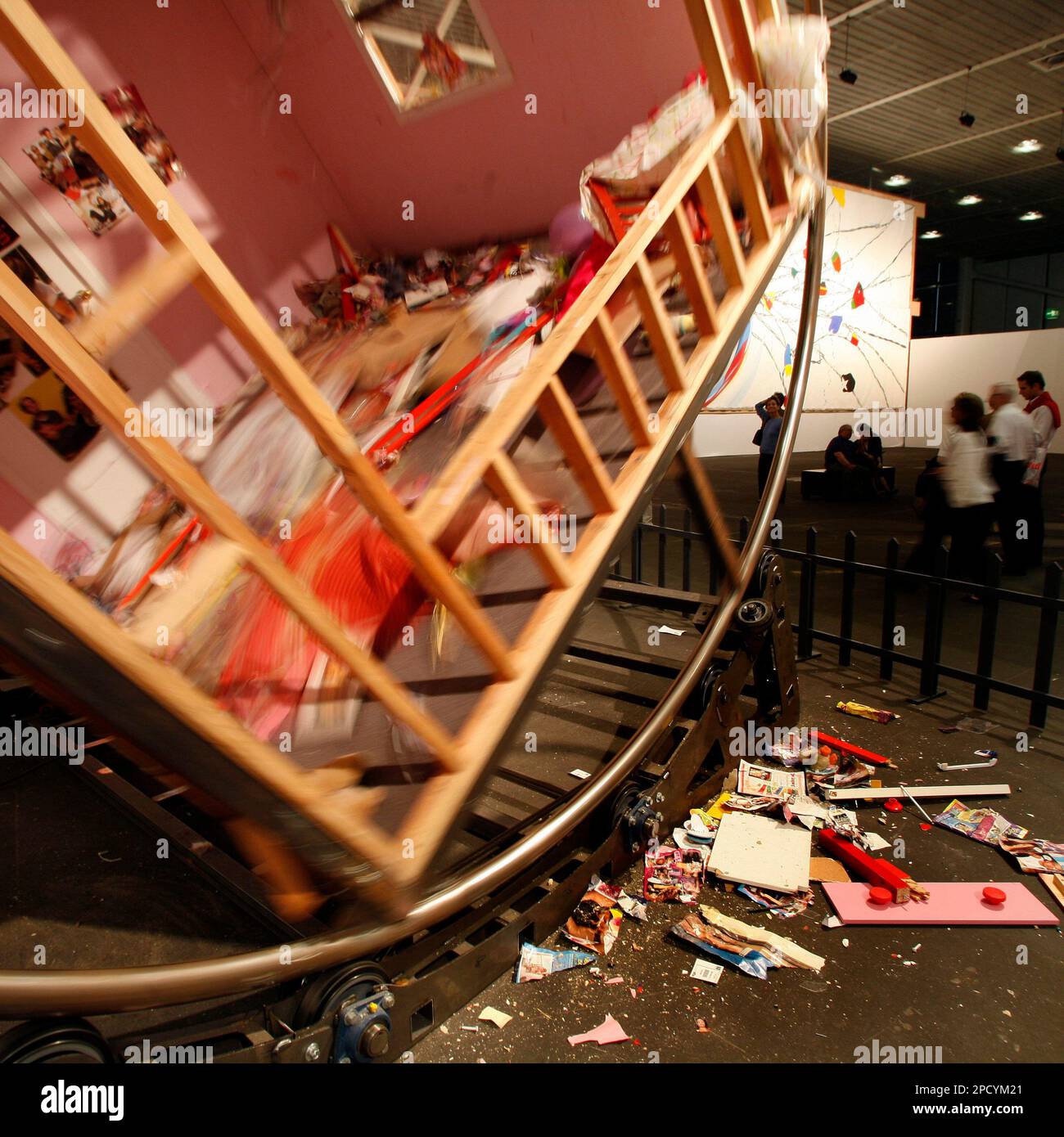 The artwork of Martin Kersels, Tumble Room (2001), is shown at the Art ...