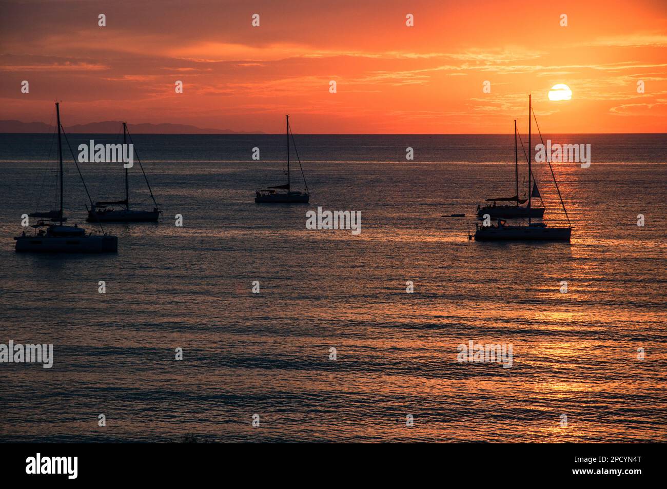 Italy: Isola d'Elba. Pictures of Summer Sunset on the sea whit sail ...