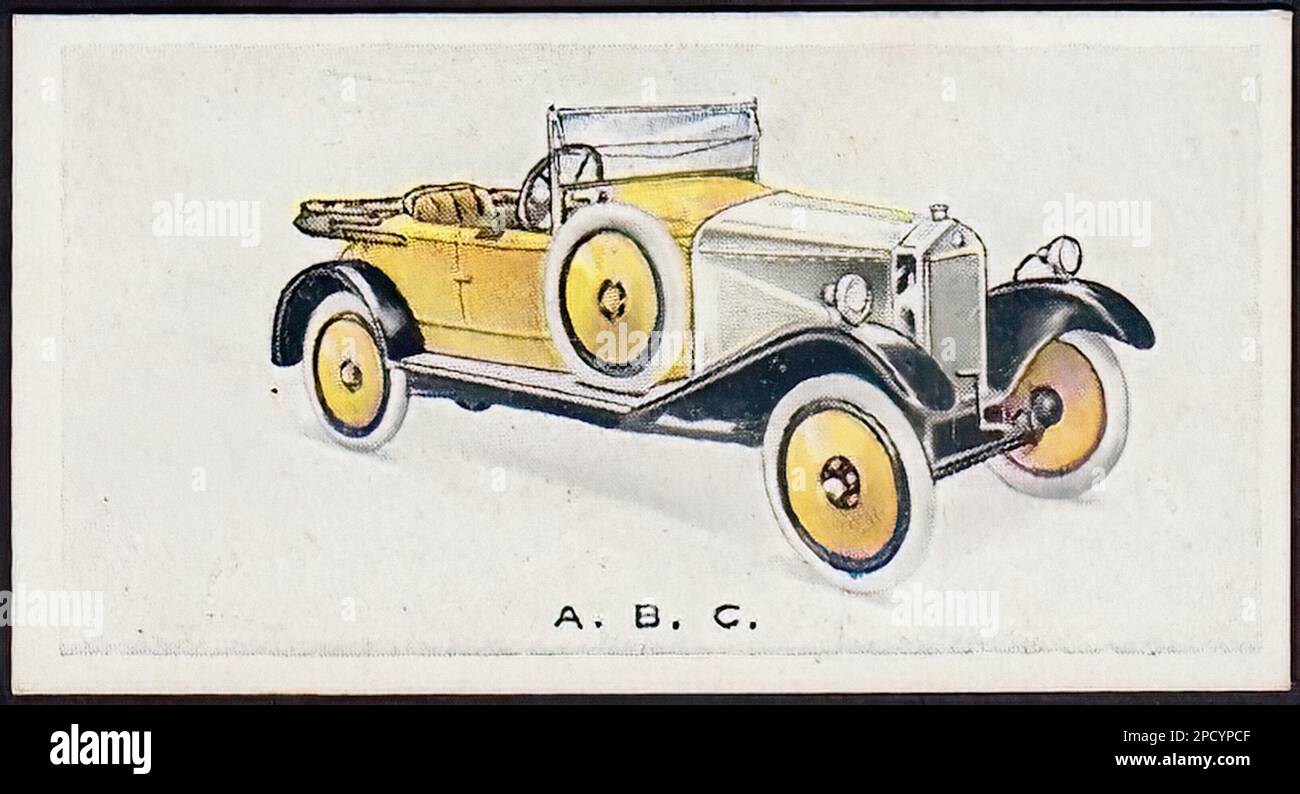 A.B.C. Motor Car 1923 - Car Vintage Cigarette Card Stock Photo - Alamy