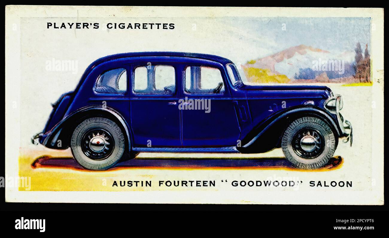 Austin Fourteen Goodwood - Car Vintage Cigarette Card Stock Photo - Alamy