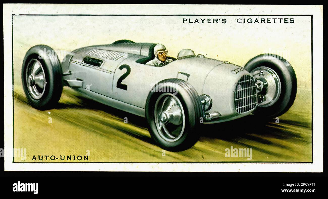 Auto-Union Grand Prix Racing Car, 1936 - Car Vintage Cigarette Card ...