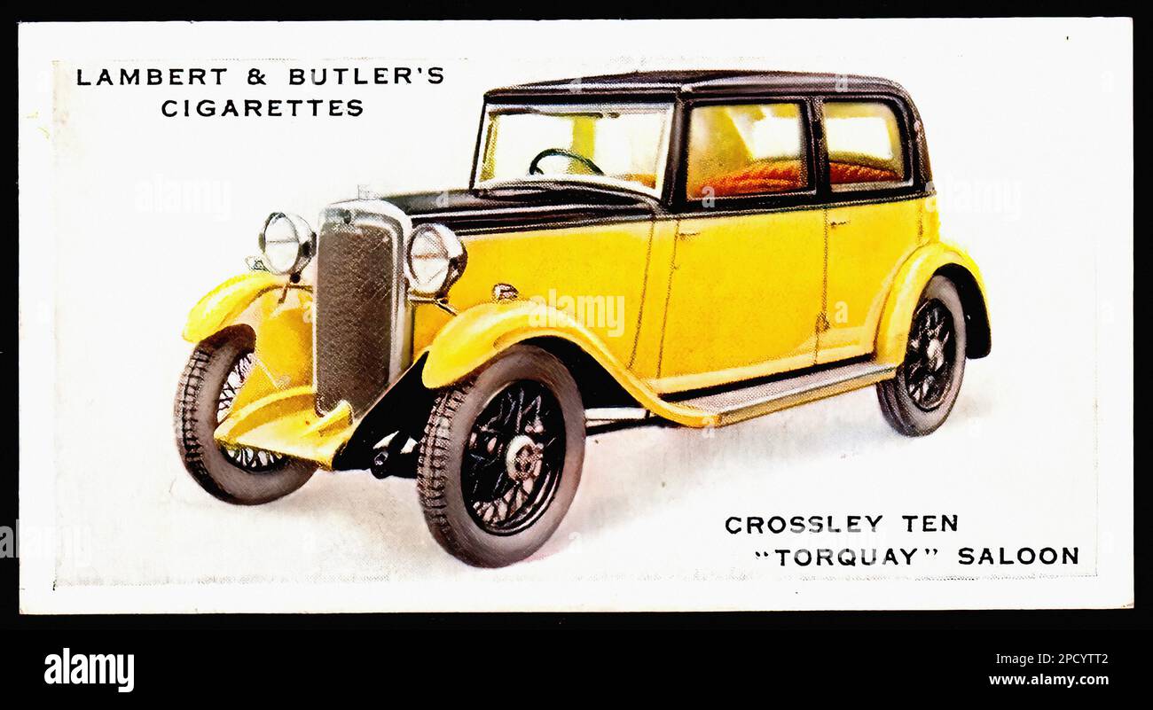 Crossley Torquay Motor Car 1934 - Car Vintage Cigarette Card Stock ...