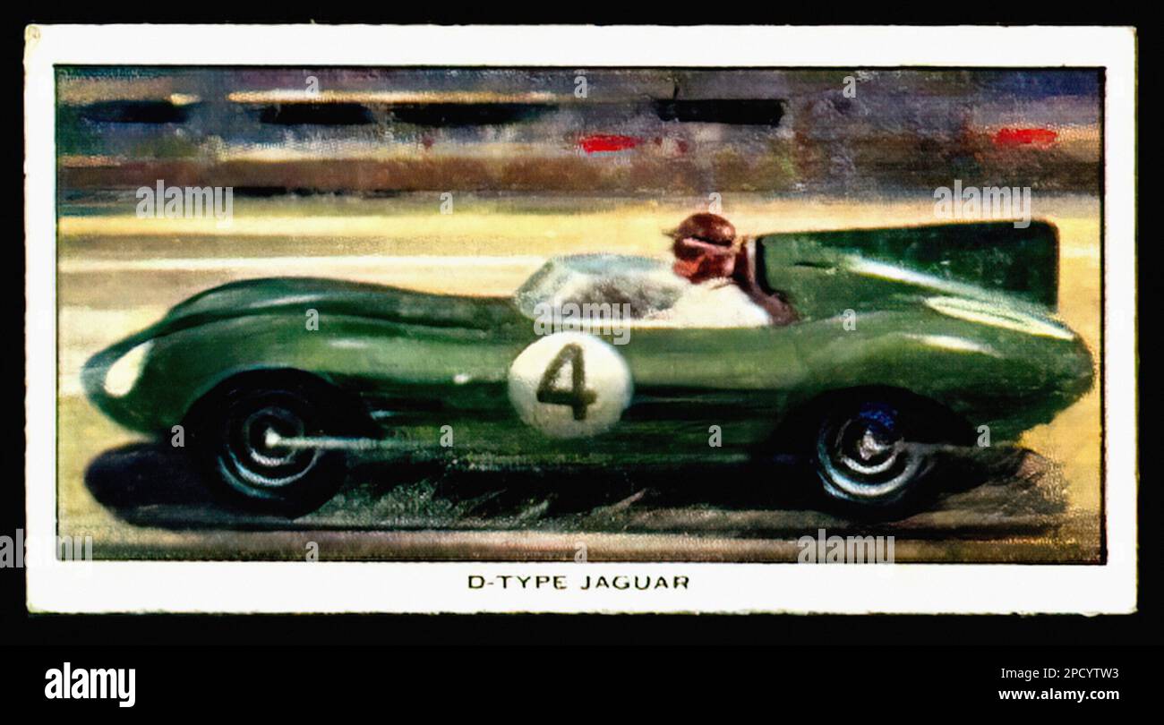 D Type Jaguar racing car - Car Vintage Tradecard Stock Photo - Alamy
