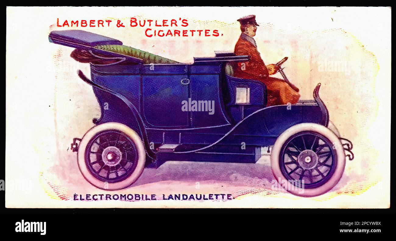 Electromobile Landaulette, 1908 - Car Vintage Cigarette Card Stock ...