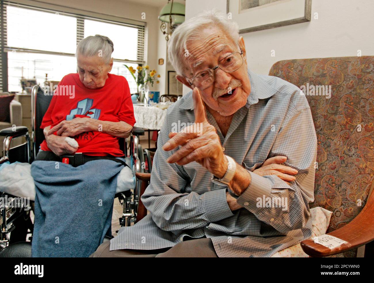 Itche Goldberg, 102, and his wife Jenny, 100, sit in their New York ...