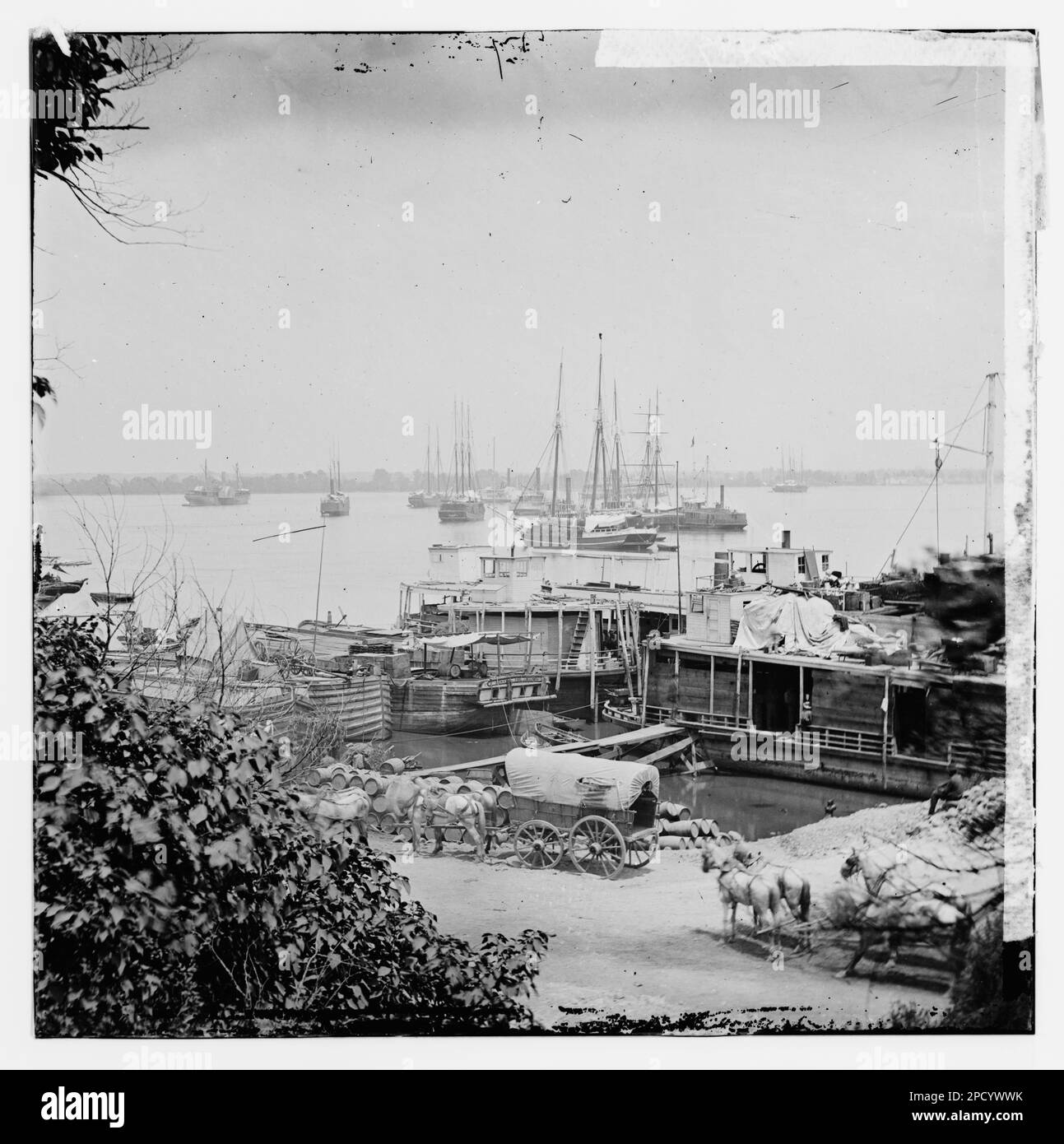 City Point, Virginia. View of barges transports, etc.. Civil war ...