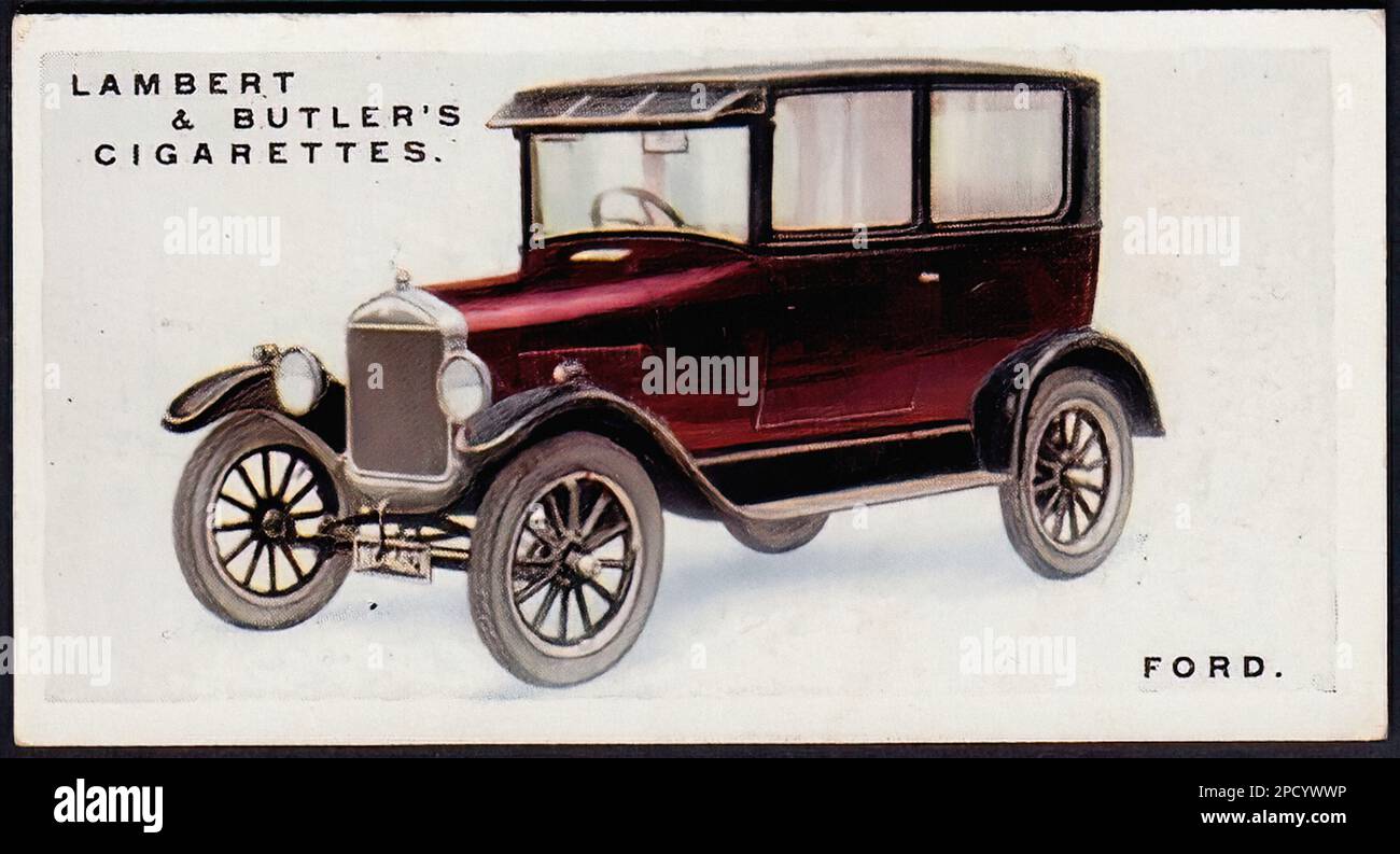 Ford Tudor saloon - Car Vintage Cigarette Card Stock Photo - Alamy
