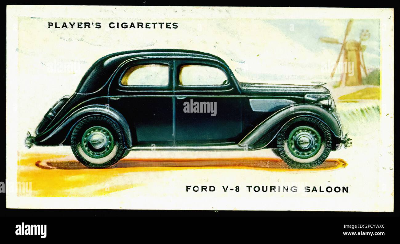 Ford V8 Touring Saloon, 1937 - Car Vintage Cigarette Card Stock Photo ...