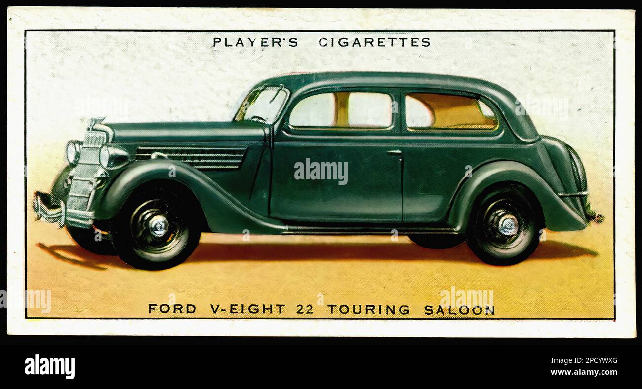 Ford V8 Touring Saloon, 1936 - Car Vintage Cigarette Card Stock Photo ...