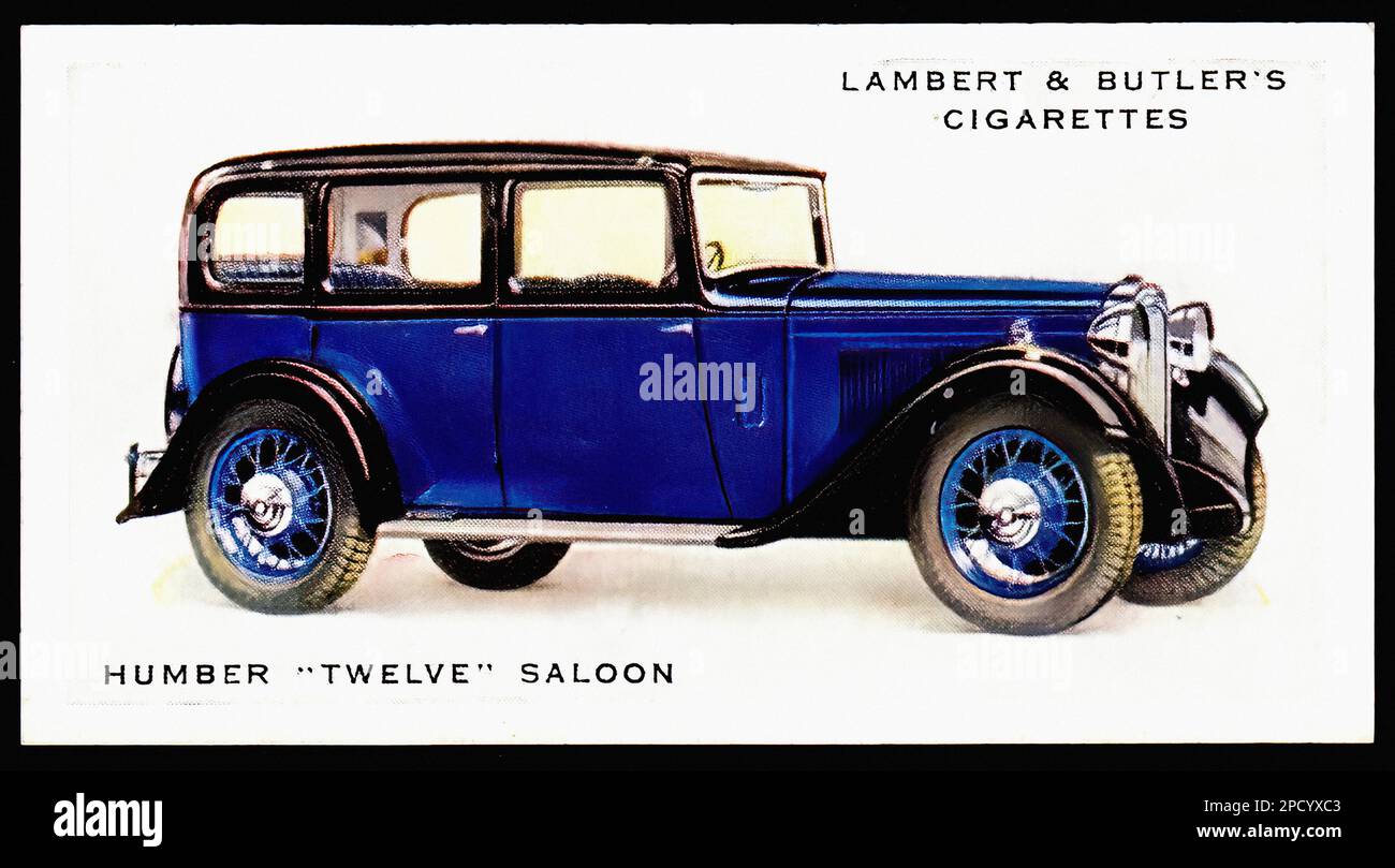 Humber Twelve Motor Car 1934 - Car Vintage Cigarette Card Stock Photo ...
