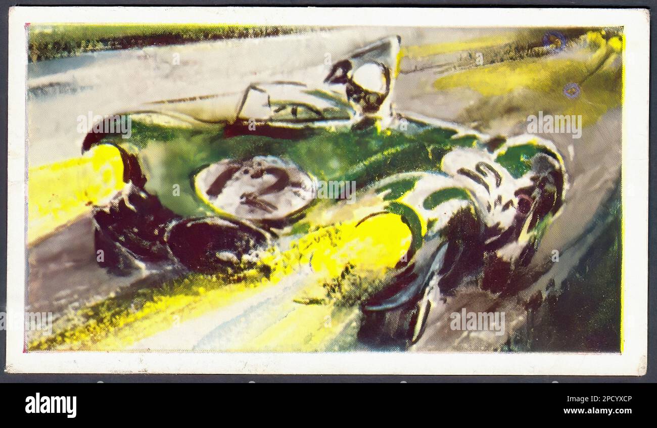 Jaguar D-Type - Car Vintage British Trade Card Stock Photo - Alamy