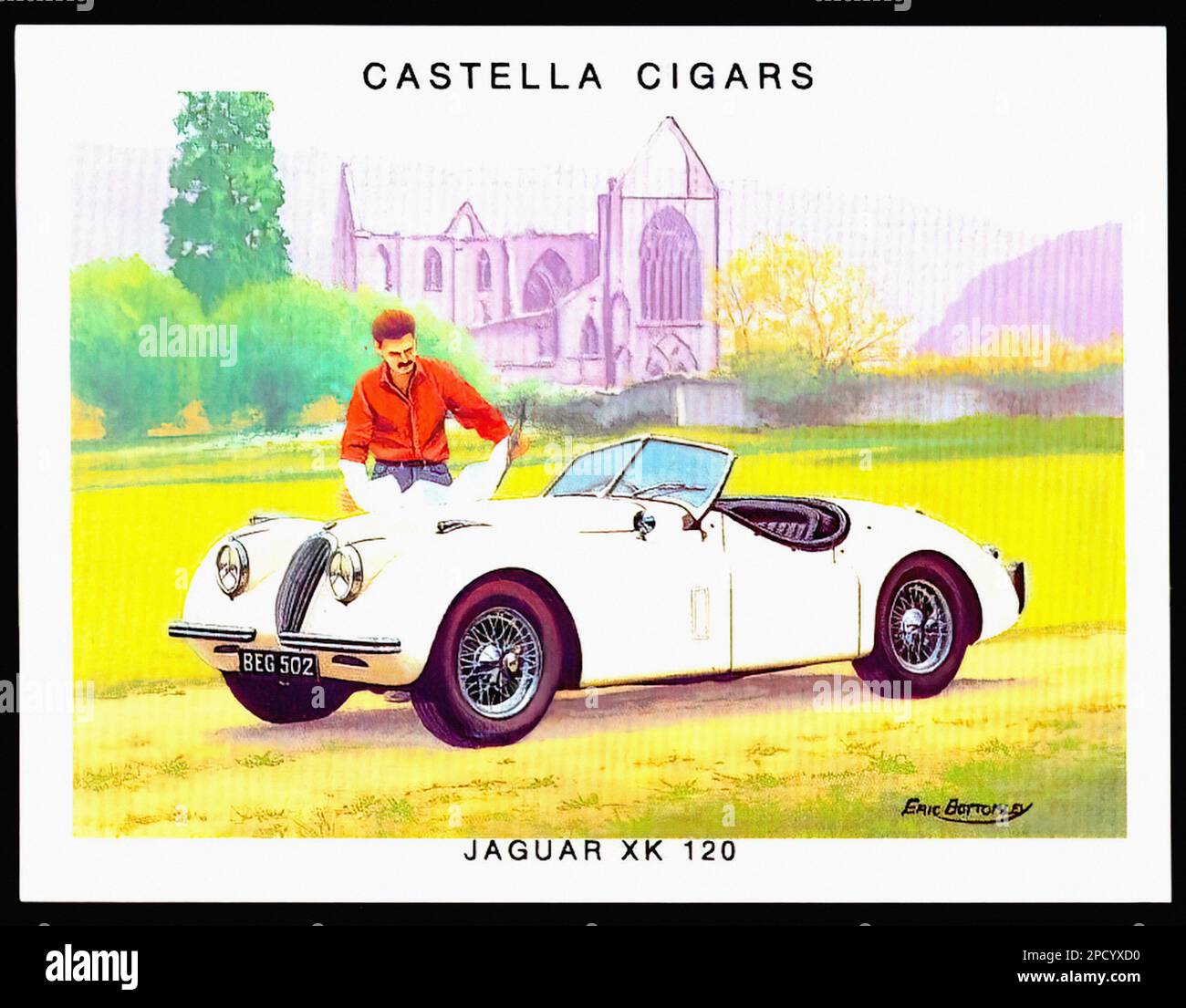 Jaguar XK120, 1948 - Car Vintage Cigar Card Stock Photo - Alamy