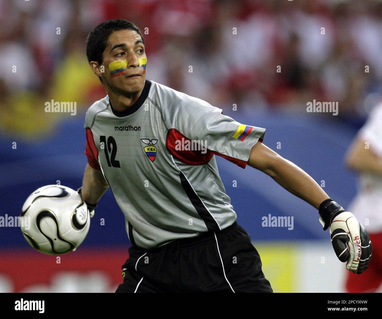 Ecuador's goalie Cristian Mora in action during the Poland v Ecuador ...