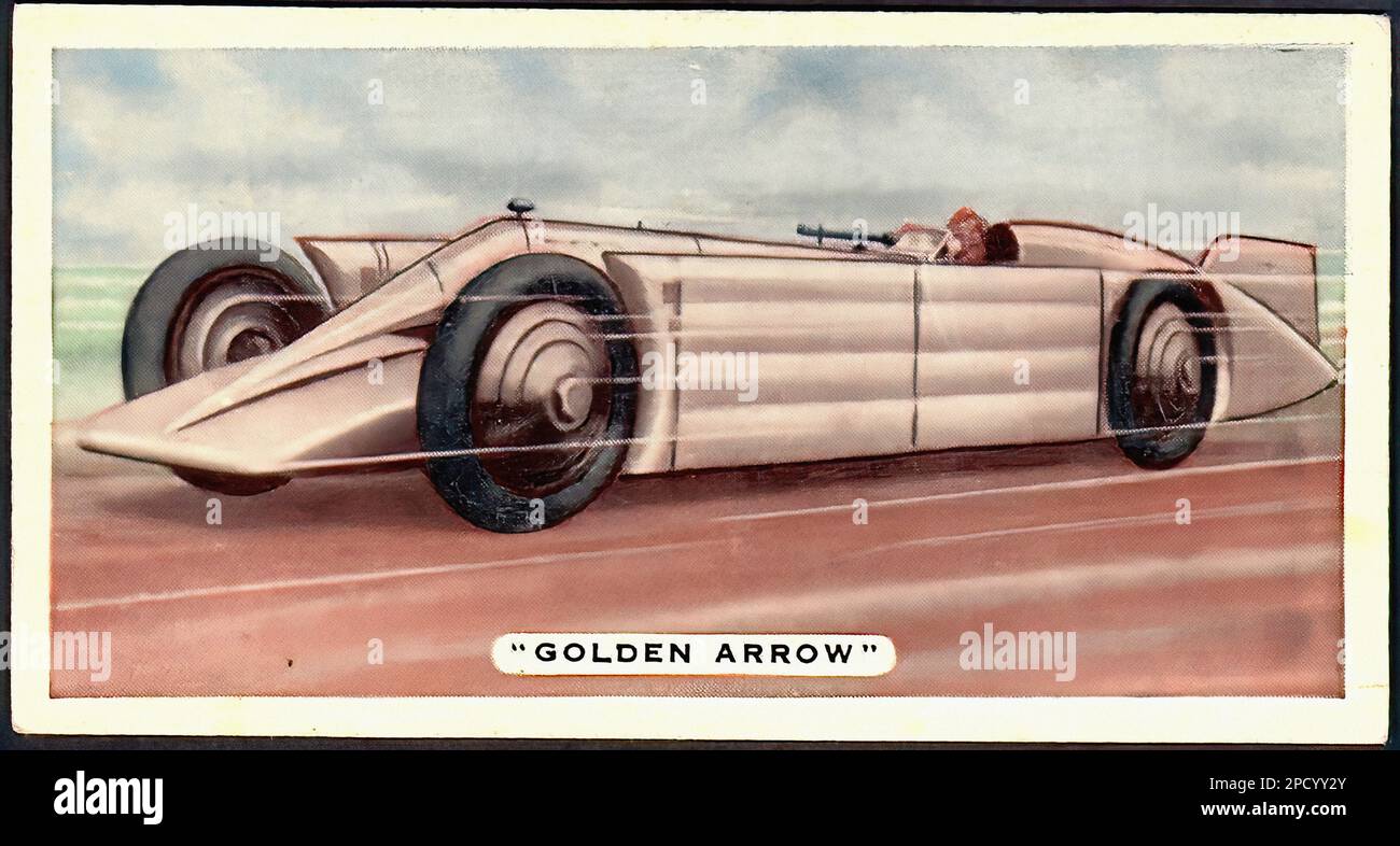 Land Speed Record Breaker Golden Arrow - Car Vintage Cigarette Card ...