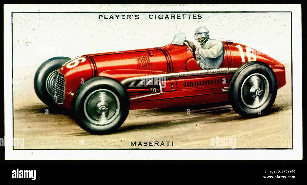 Maserati Grand Prix Car, 1936 - Car Vintage Cigarette Card Stock Photo ...