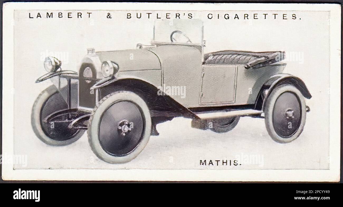 Mathis Motor Car, 1923 - Car Vintage Cigarette Card Stock Photo - Alamy