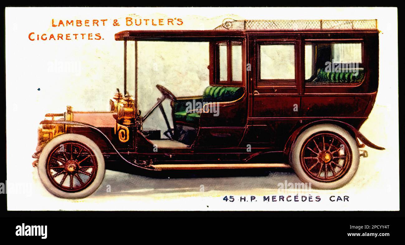 Mercedes Motor Car, 1908 - Car Vintage Cigarette Card Stock Photo - Alamy