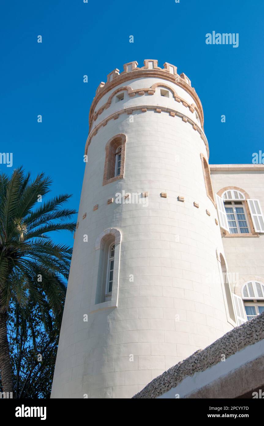 19th-century turreted building in Yefet Street, Jaffa Israel in the ...