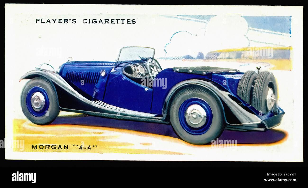Morgan 4-4, 1937 - Car Vintage Cigarette Card Stock Photo - Alamy