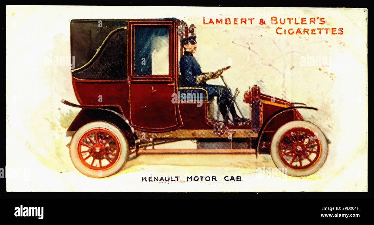 Renault Motor Cab, 1908 - Car Vintage Cigarette Card Stock Photo - Alamy