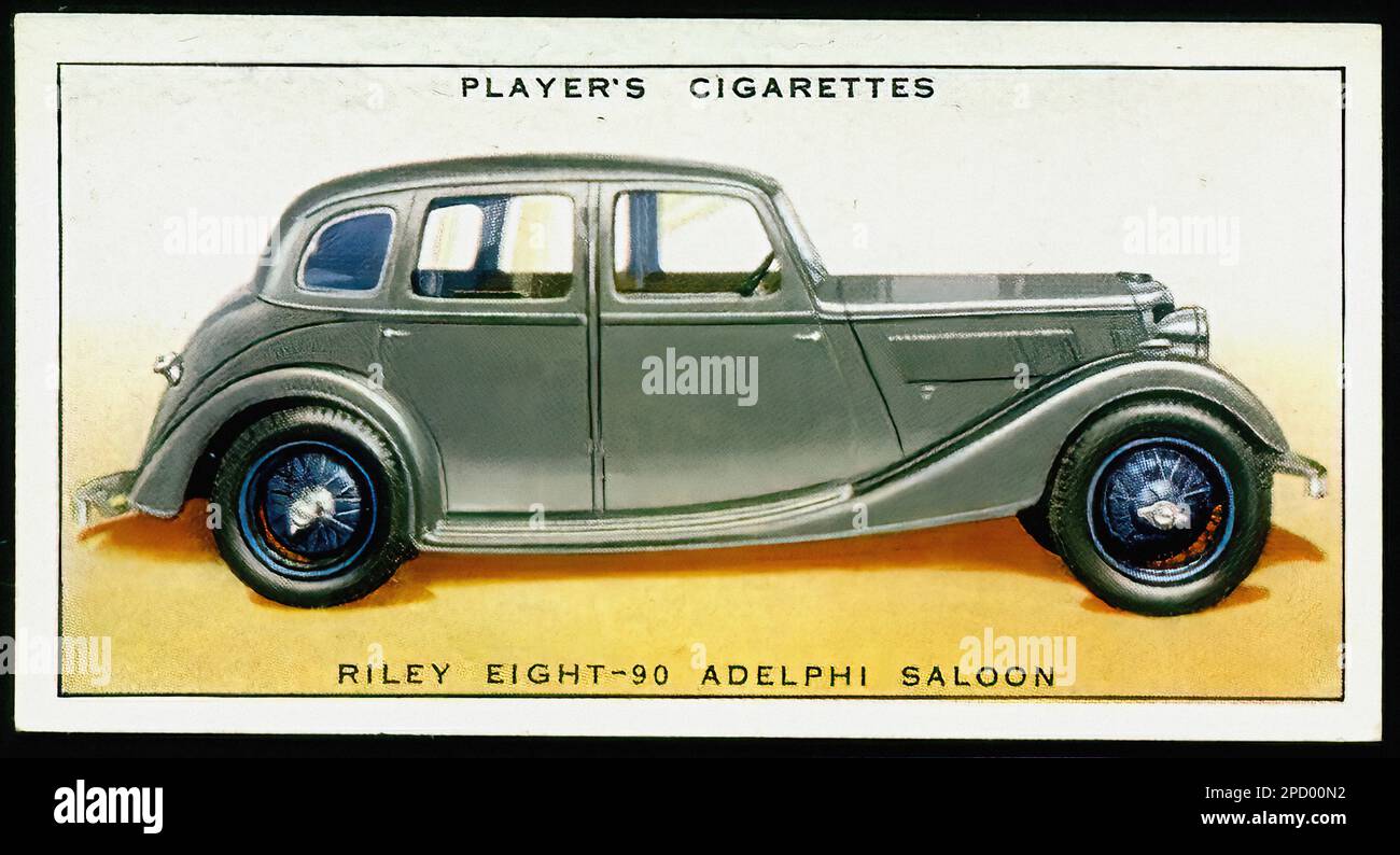 Riley Adelphi Saloon Car, 1936 - Car Vintage Cigarette Card Stock Photo ...