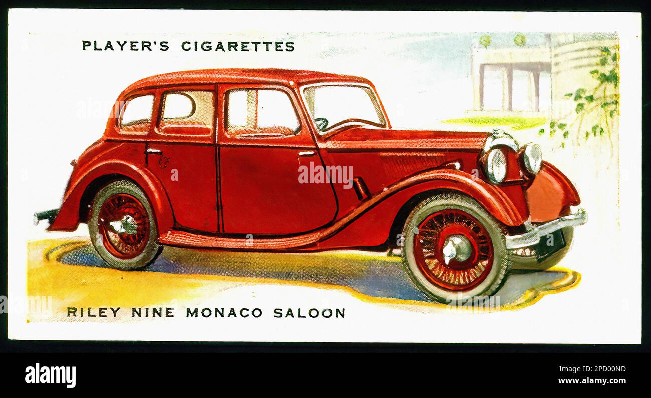 Riley Nine, 1937 - Car Vintage Cigarette Card Stock Photo - Alamy