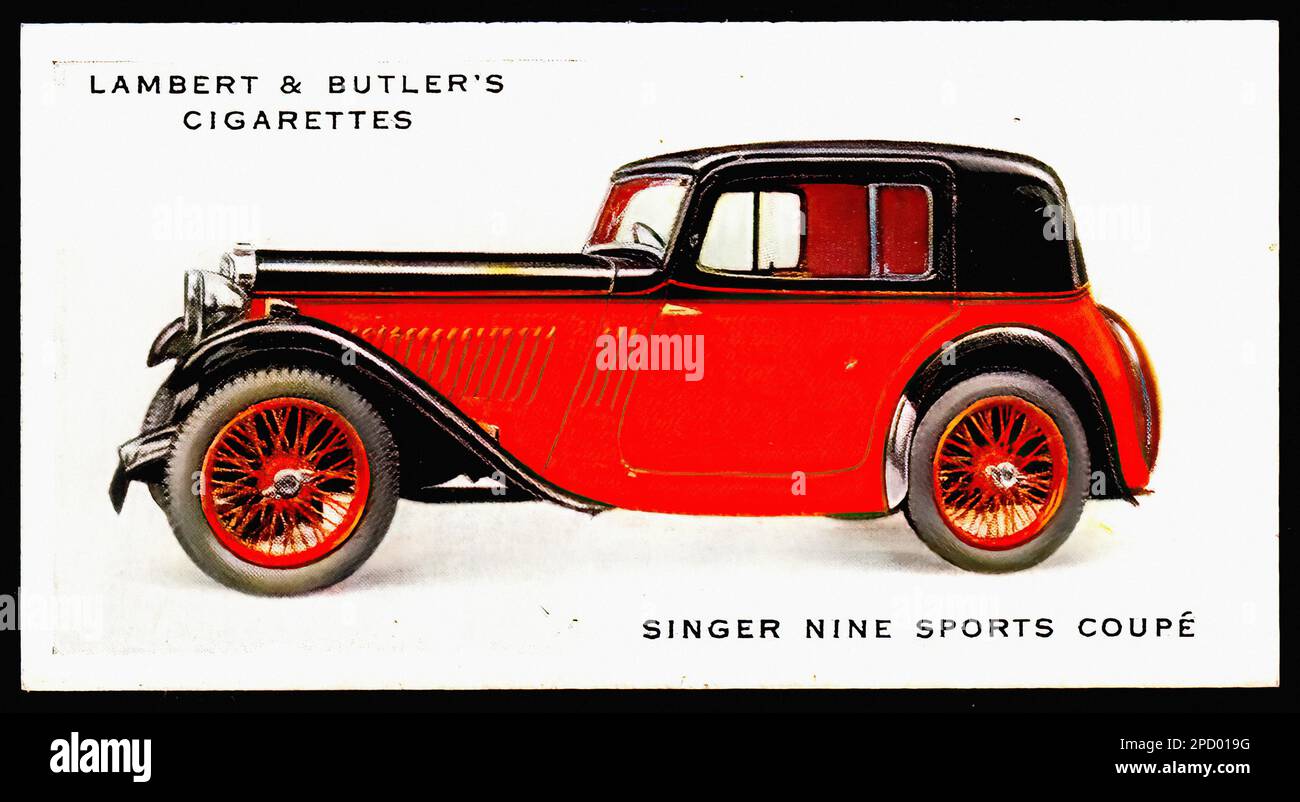 Singer Sports Coupe 1934 - Car Vintage Cigarette Card Stock Photo - Alamy