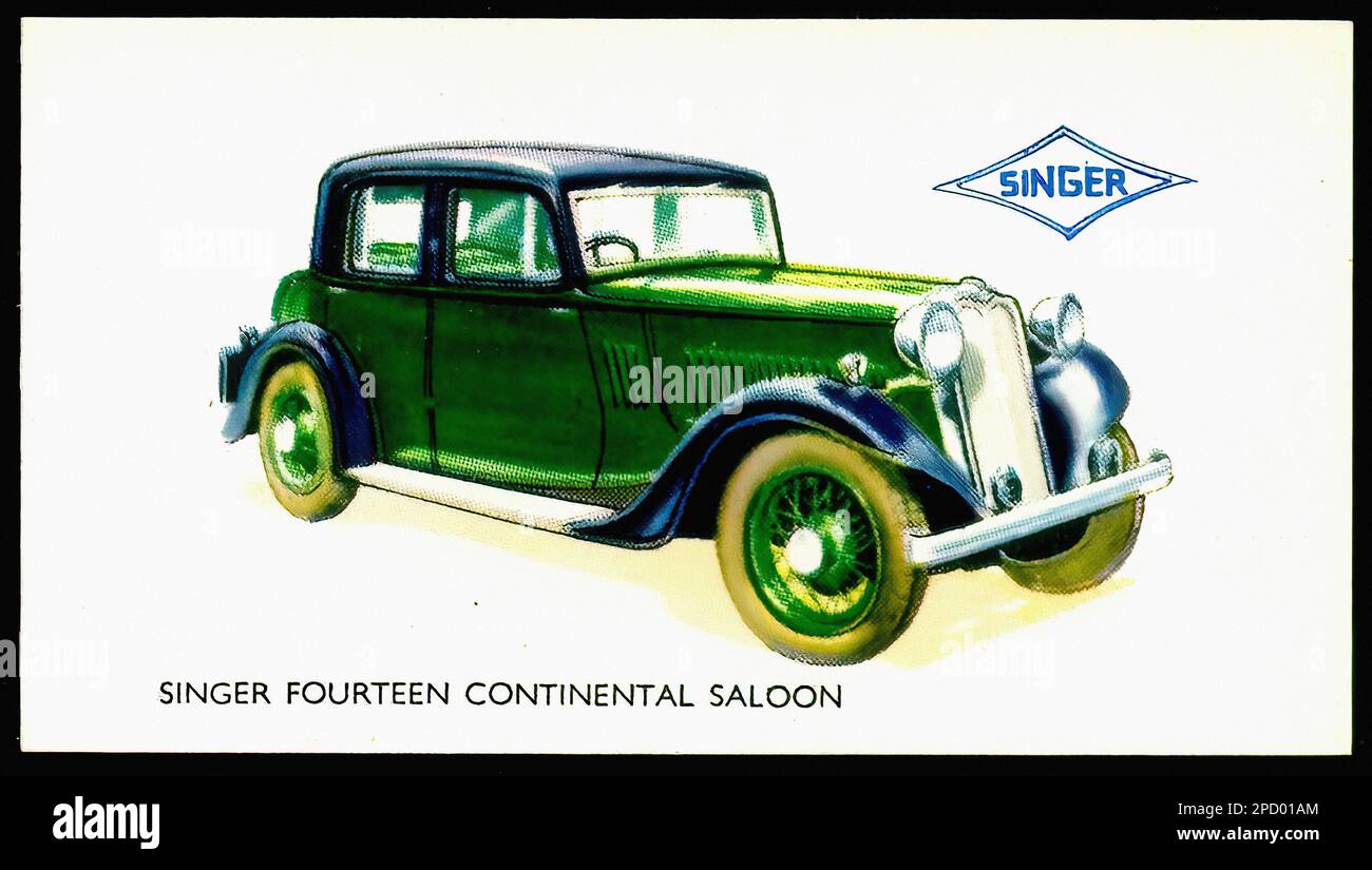 Singer Continental Saloon - Car Vintage Cigarette Card Stock Photo - Alamy