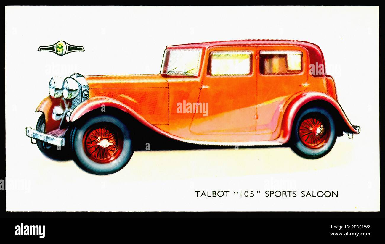 Talbot Sports Saloon - Car Vintage Cigarette Card Stock Photo - Alamy