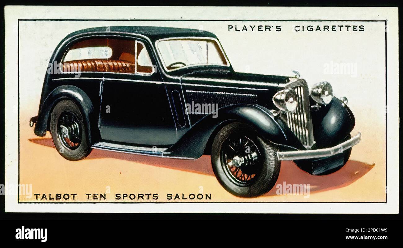 Talbot Ten Sports Saloon, 1936 - Car Vintage Cigarette Card Stock Photo ...