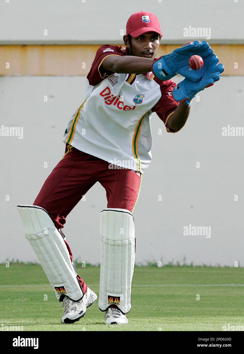 West Indies' wicketkeeper Denesh Ramdin catches a ball during a ...