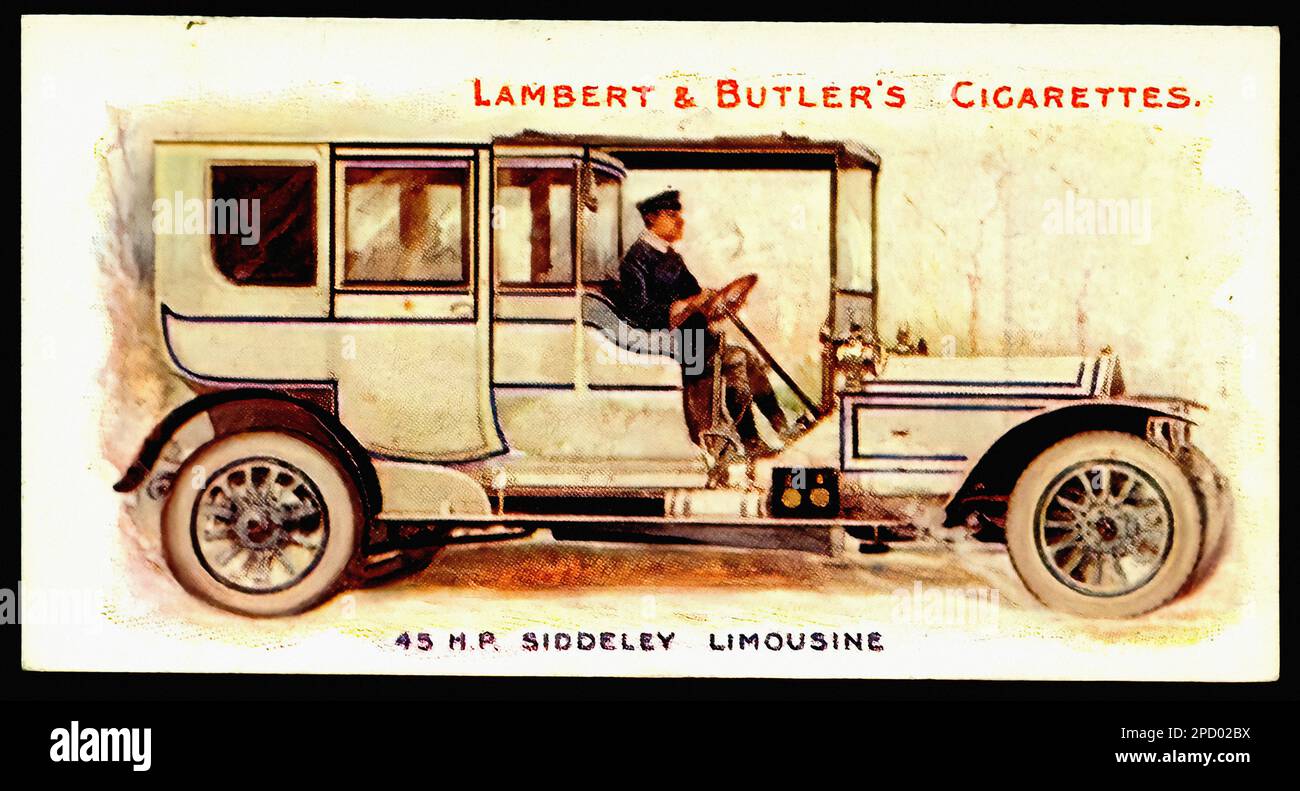 45hp Siddeley Limousine, 1908 - Car Vintage Cigarette Card Stock Photo ...